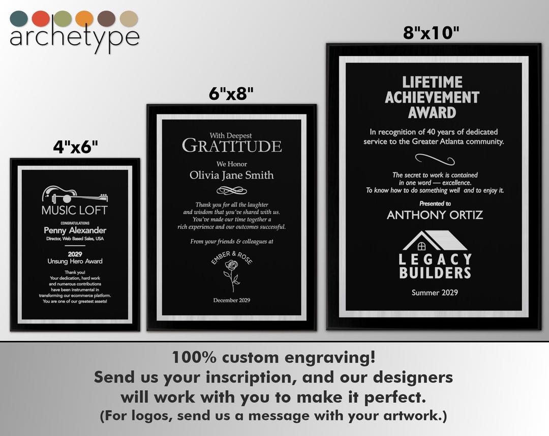 APEX/BLACK | Plaque | Multiple Sizes | Custom Engraved Award ...