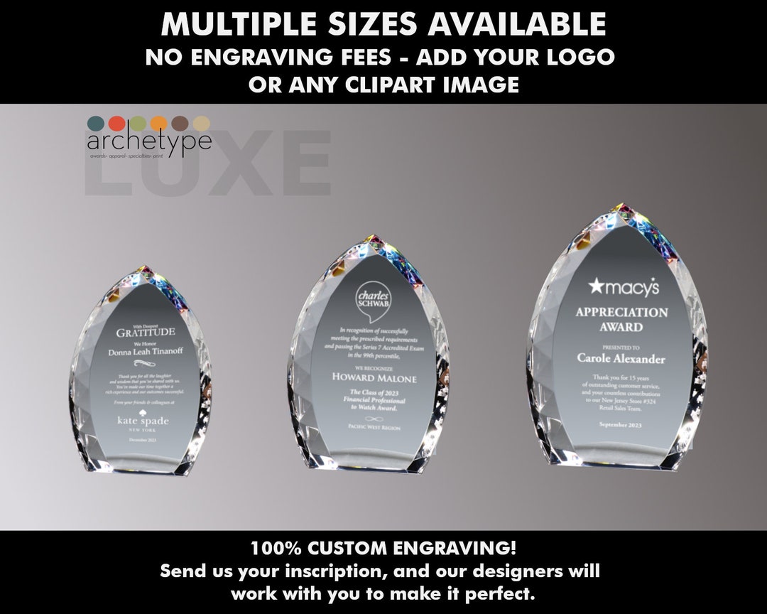 LUXE/JEWEL | Crystal Award | Corporate Gift | Multiple Sizes | Custom ...