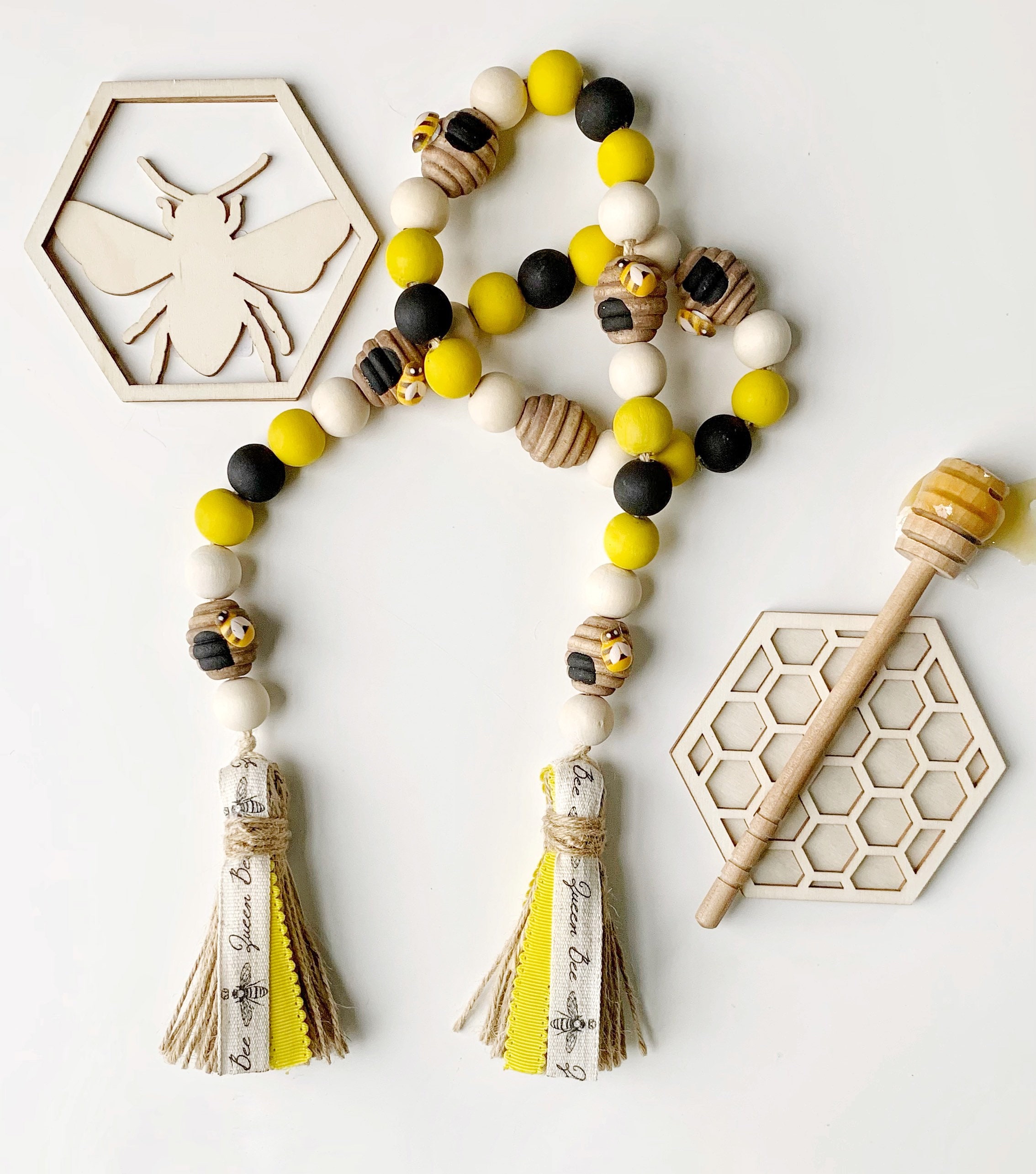 Queen Bee Wood Bead Garland-bee garland-bee wood beads Bee | Etsy