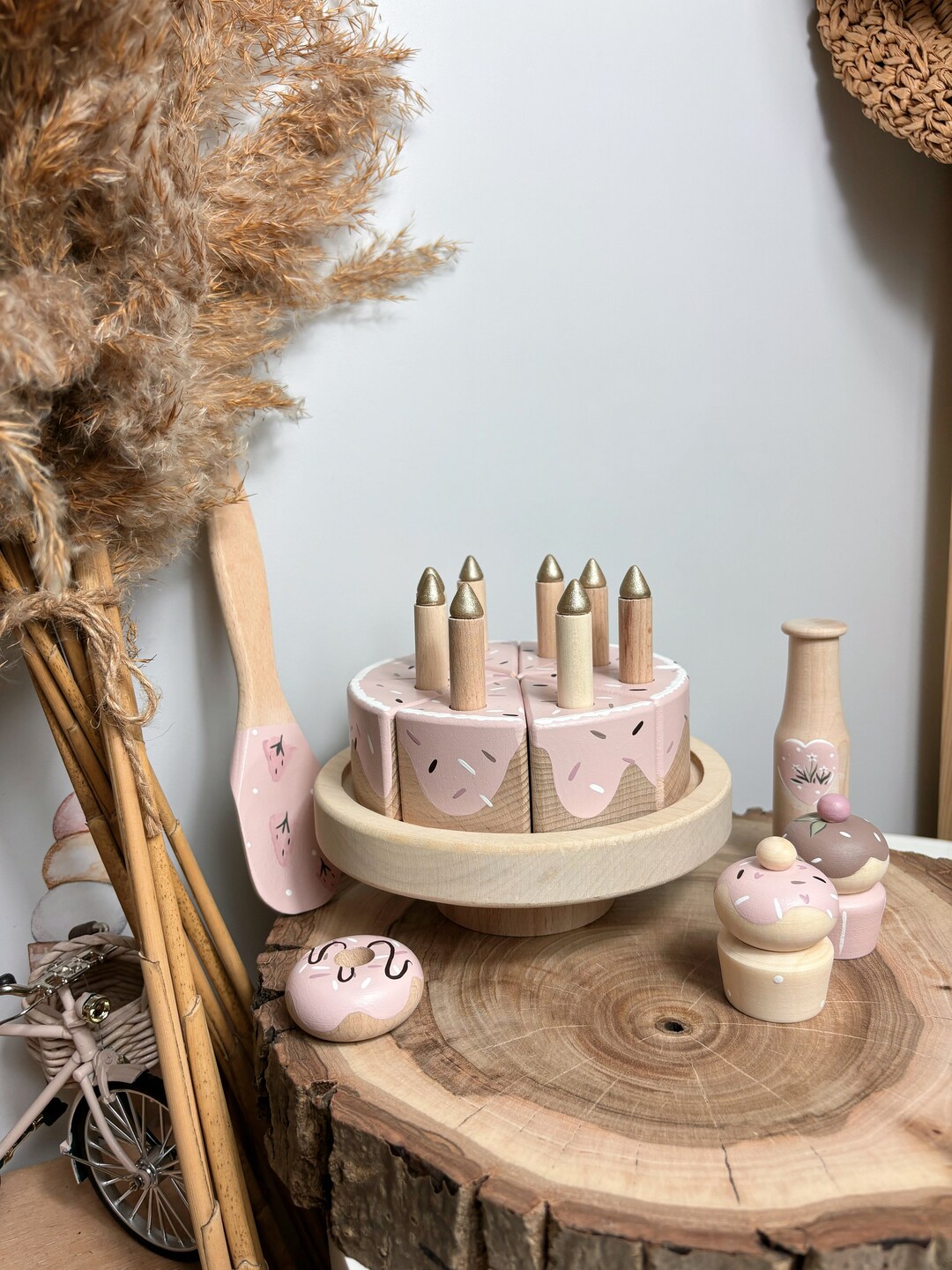 Wooden Cake Toy - Wooden Cake - Birthday Gift Kids - Pretend Play ...