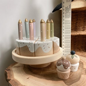 Wooden Cake Toy - Wooden Cake - Birthday Gift Kids - Pretend Play ...