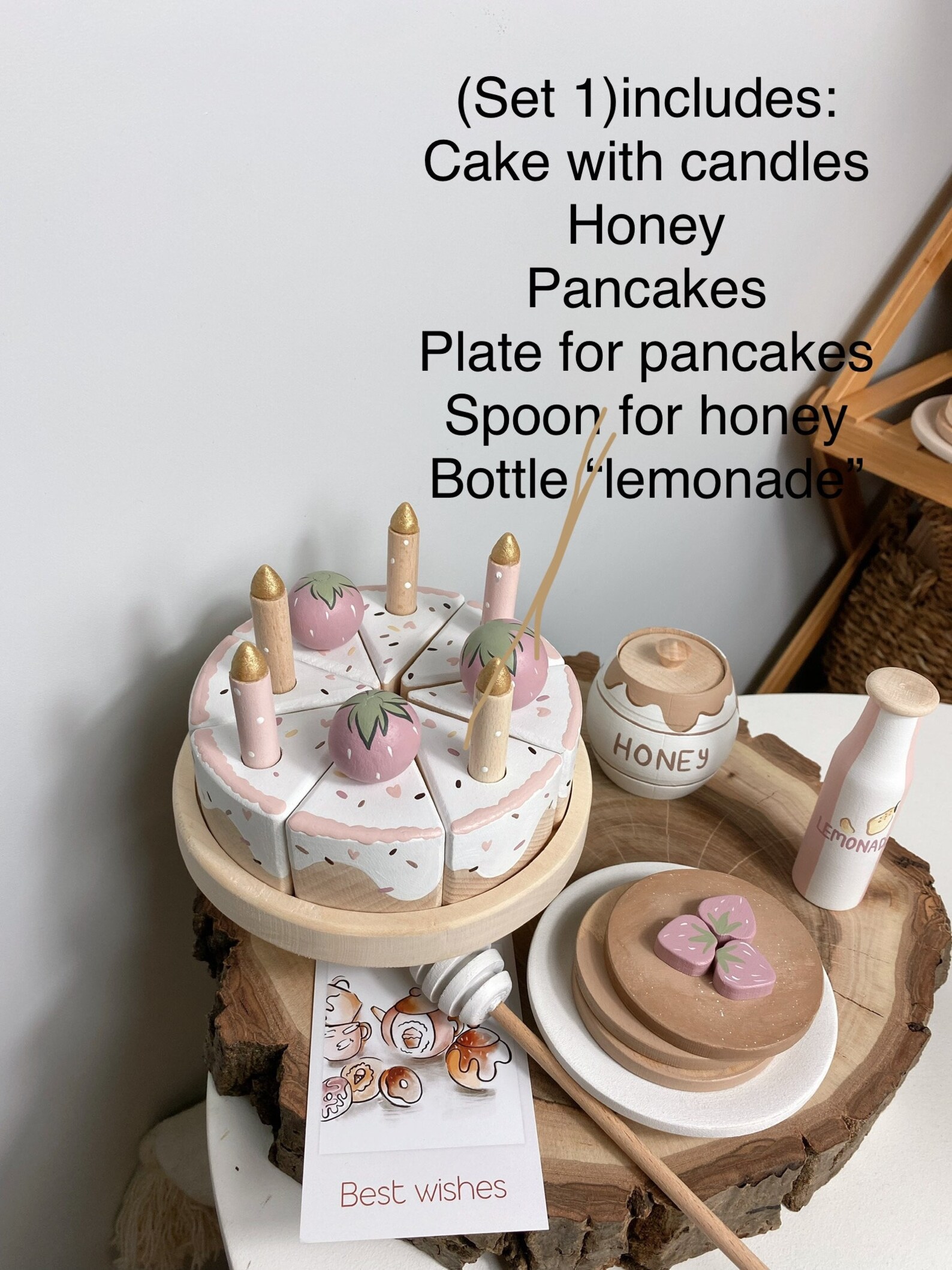 Wooden Cake Toy Wooden Cake Birthday Gift Kids Pretend - Etsy