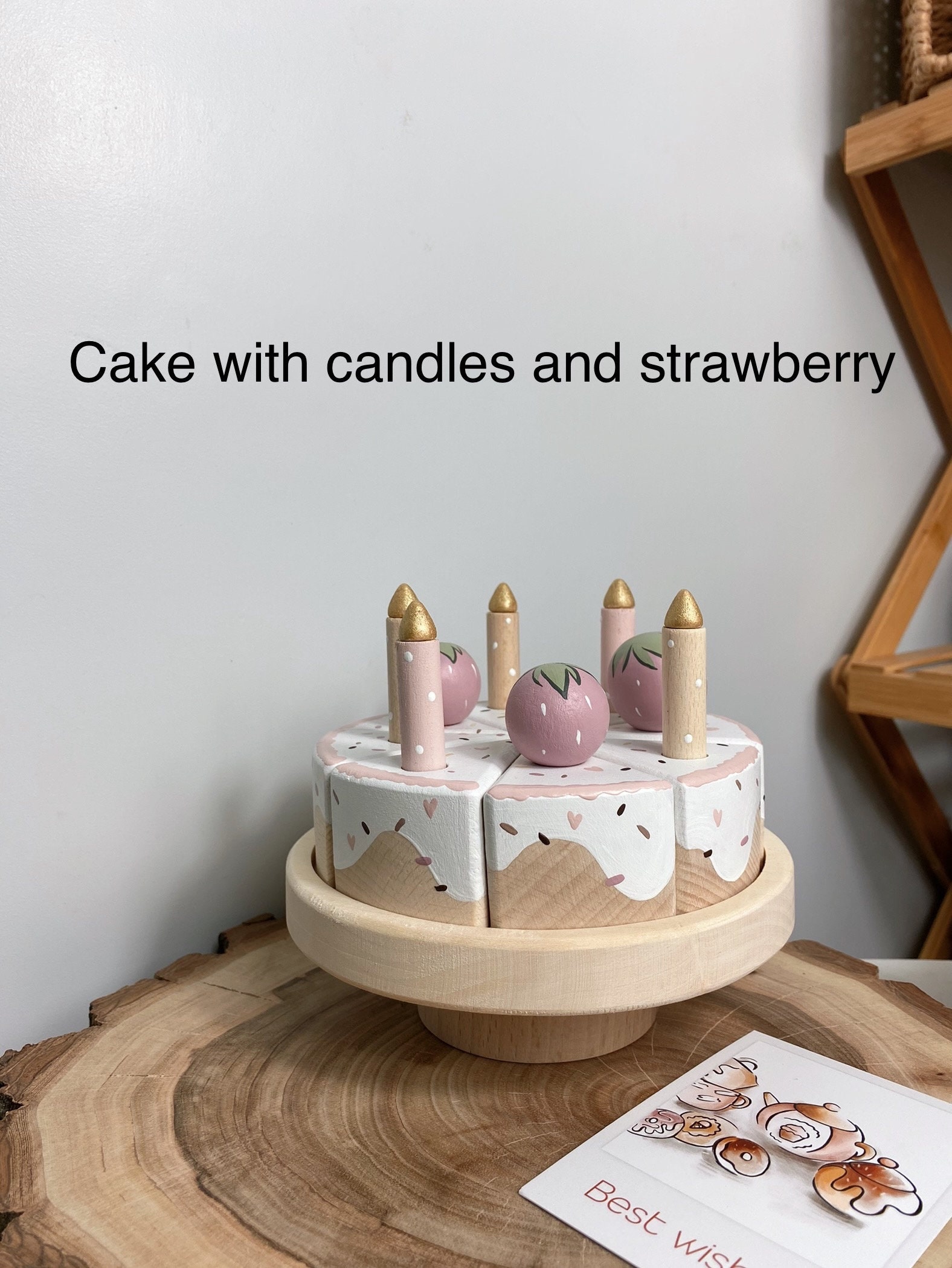 Wooden Cake Toy Wooden Cake Birthday Gift Kids Pretend - Etsy