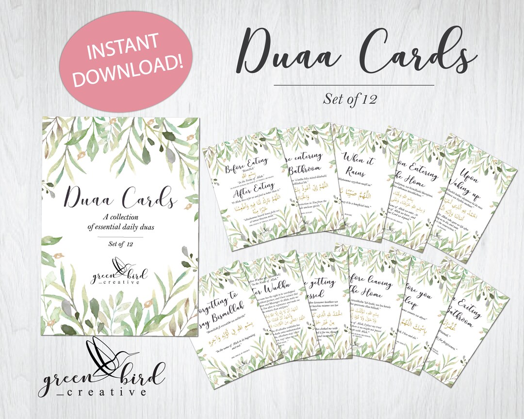 Islamic Duaa Cards Set of 12 | Instant Download - Etsy