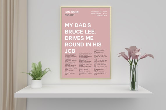 JCB Song Poster Nizlopi Poster JCB Song Lyrics Song Lyric | Etsy