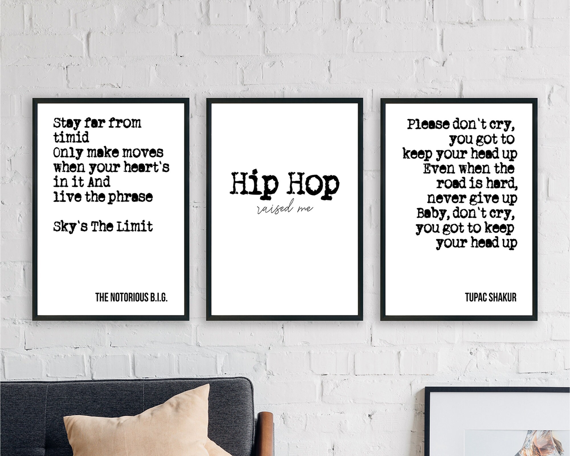 Set of 3 Hip Hop Posters Rap Lyric Prints 90 Hip Hop - Etsy UK