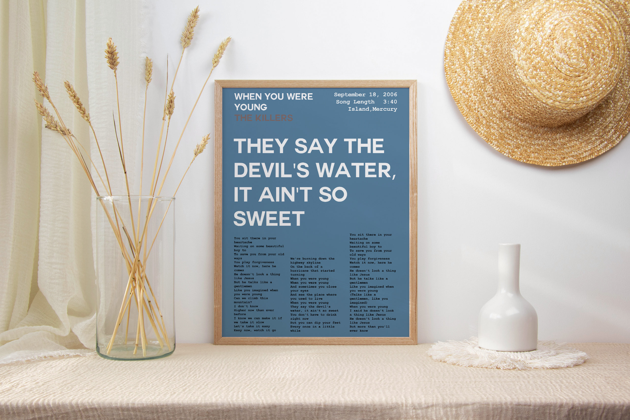 The Killers Poster the Killers Lyrics When You Were Young | Etsy UK