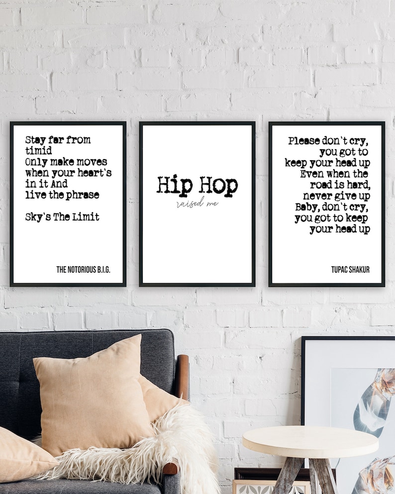 Set of 3 Hip Hop Posters Rap Lyric Prints 90 Hip Hop - Etsy UK
