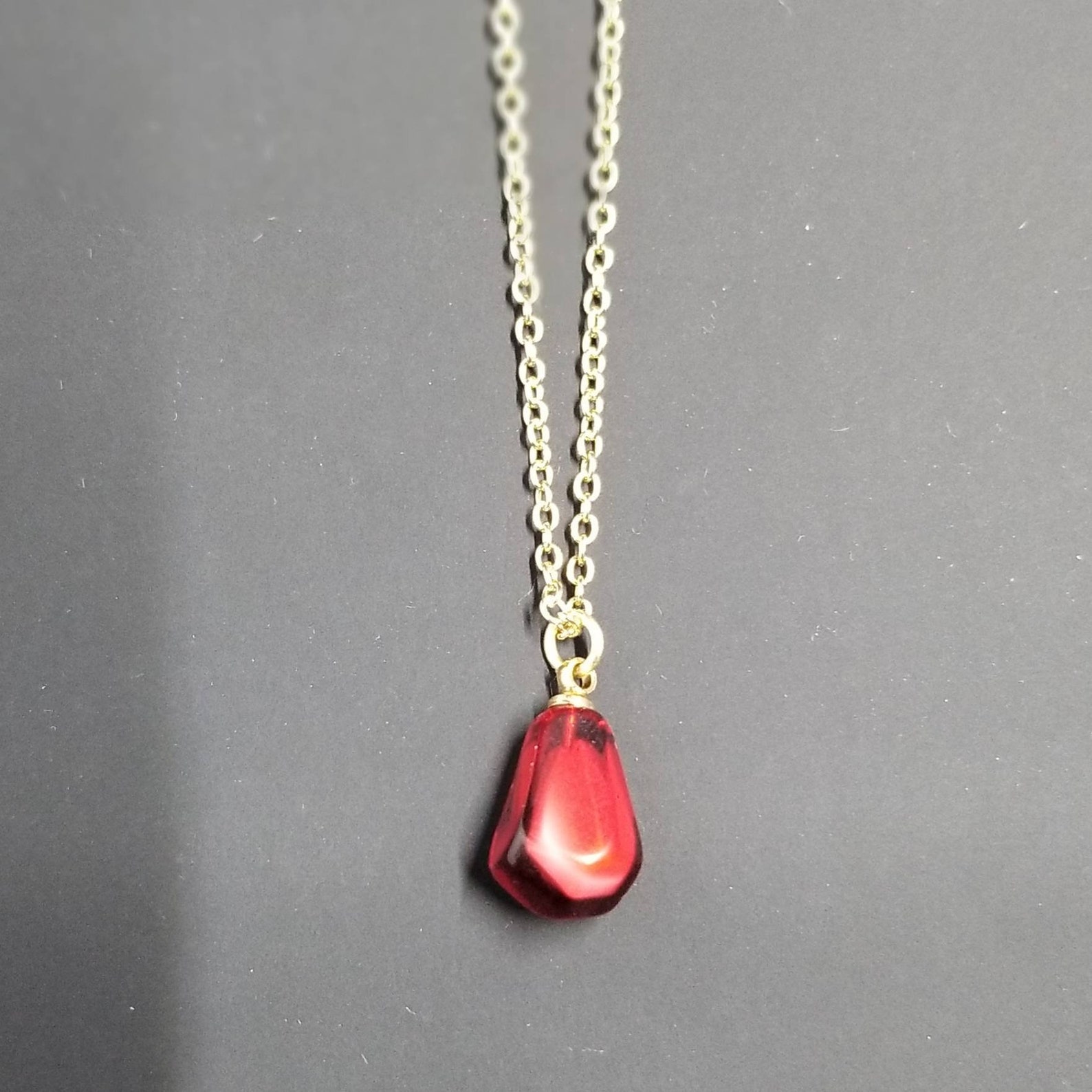 Pomegranate Seed Charm Pendant Necklace Red | Etsy