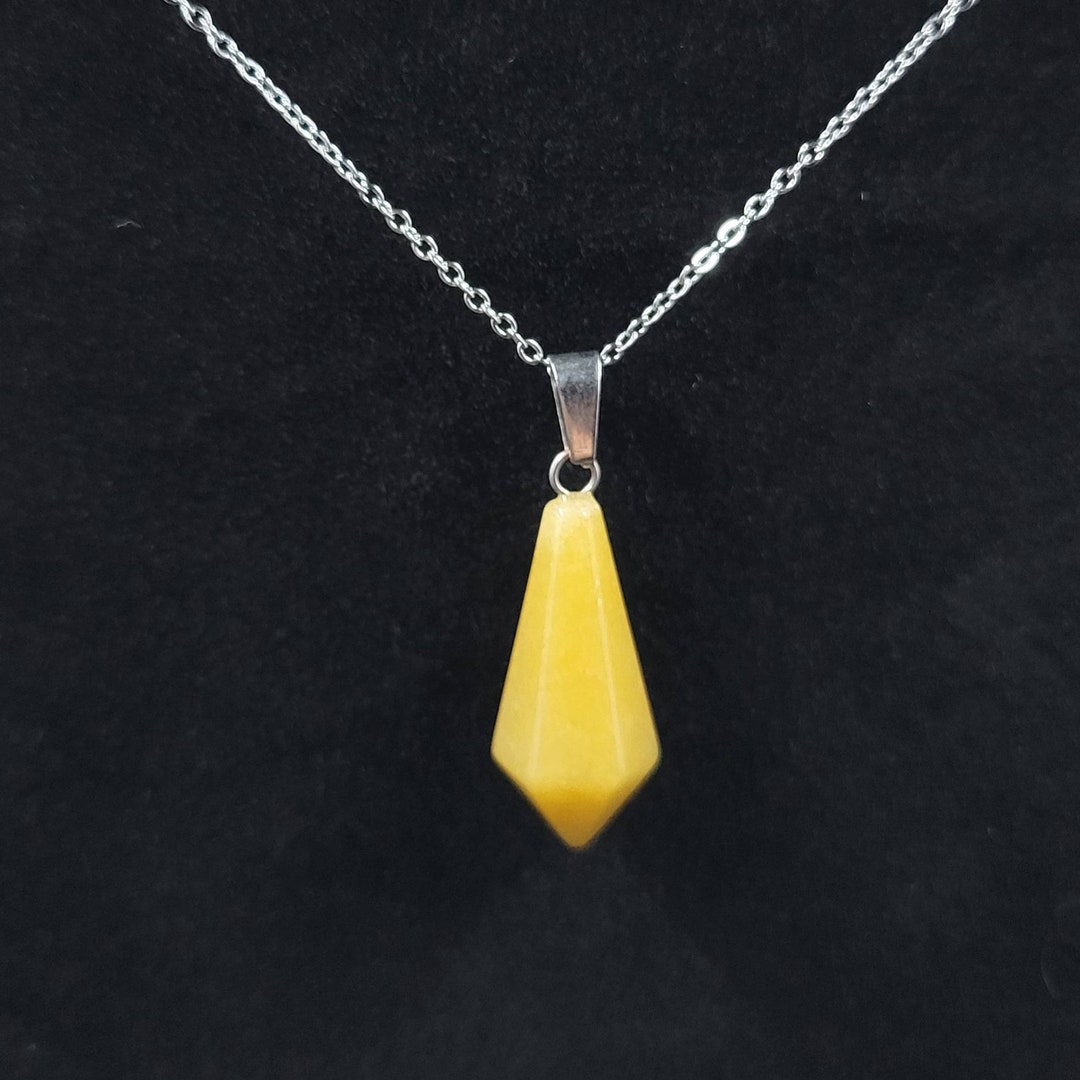 Yellow Jade Pendulum Pendant Necklace - Etsy