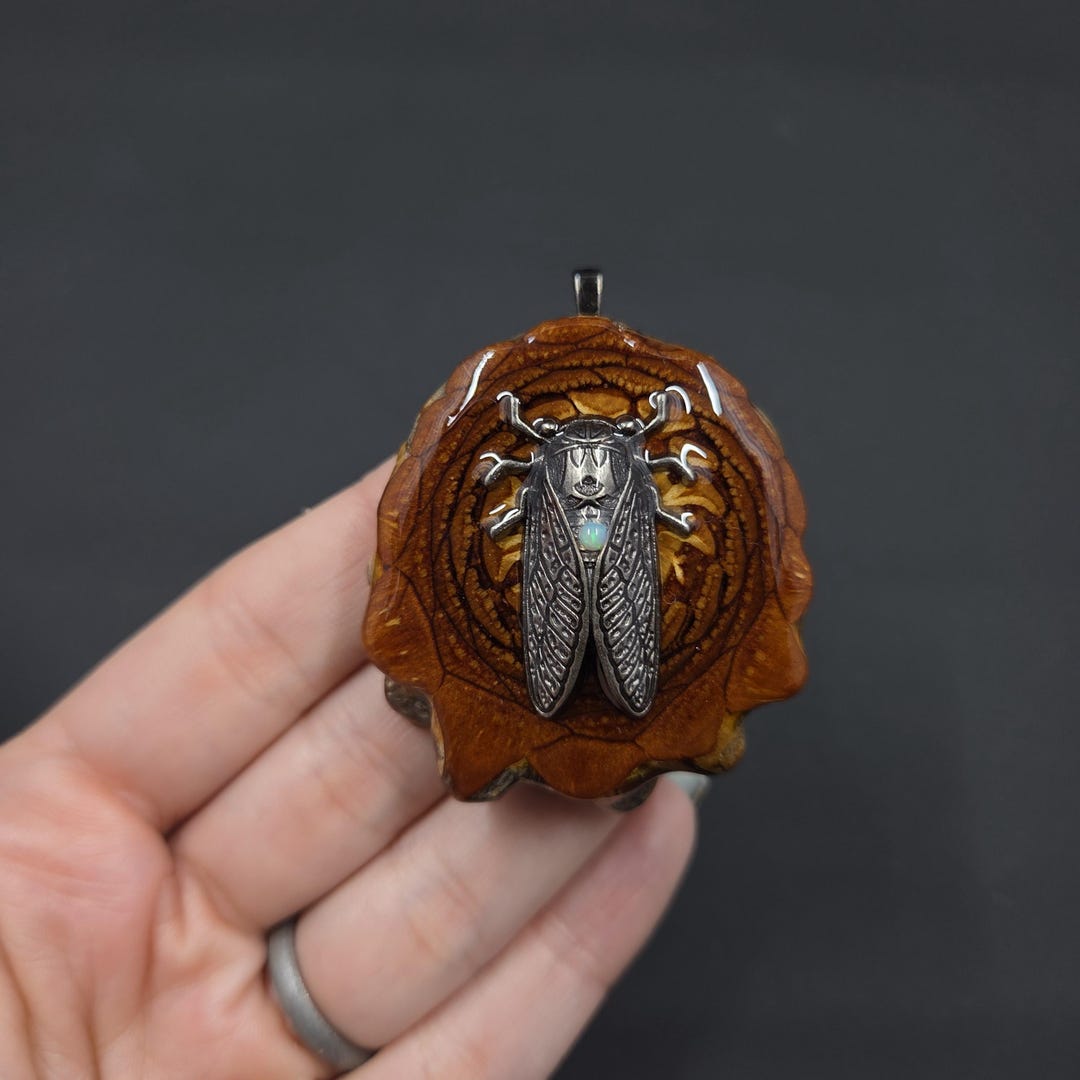 Cicada With Opal Pinecone Pendant Necklace - Read Item Description - Etsy
