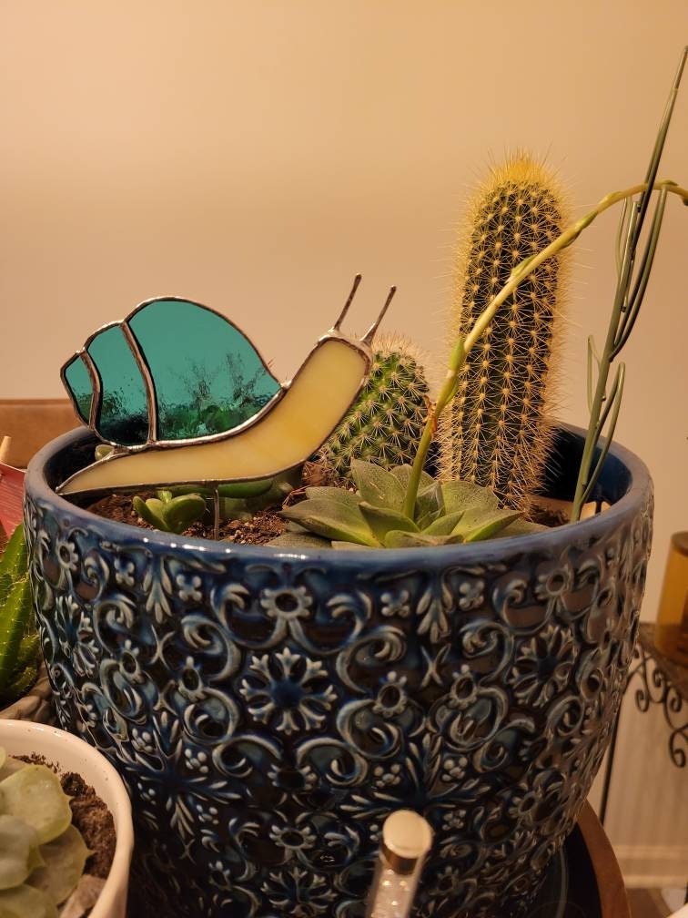 Stained Glass Effervescent Snail Plant Stake - Etsy
