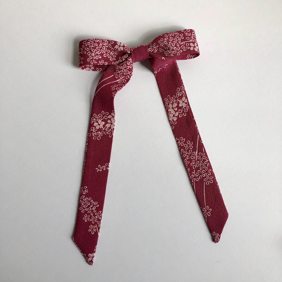 Kimono Bow Silk Skinny Long Bow Spring Barrette Bow Hair Clip Vintage ...