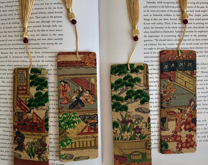 Kimono Silk Bookmarks Japanese Scenery Vintage Silk Bookmark Handmade ...