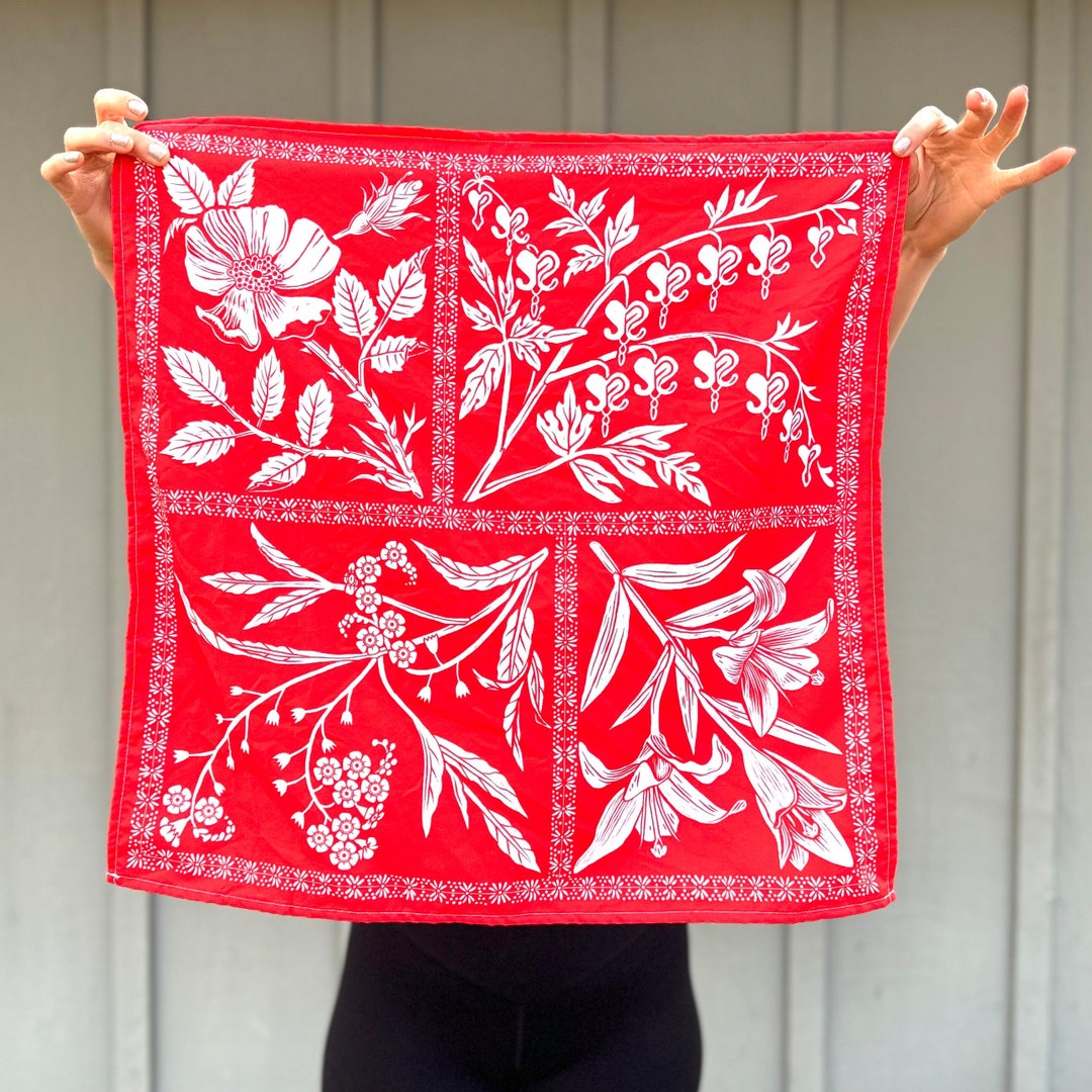 HOPELESS ROMANTIC 21x21” Bandana - Wildflower Floral Scarf / Botanical ...