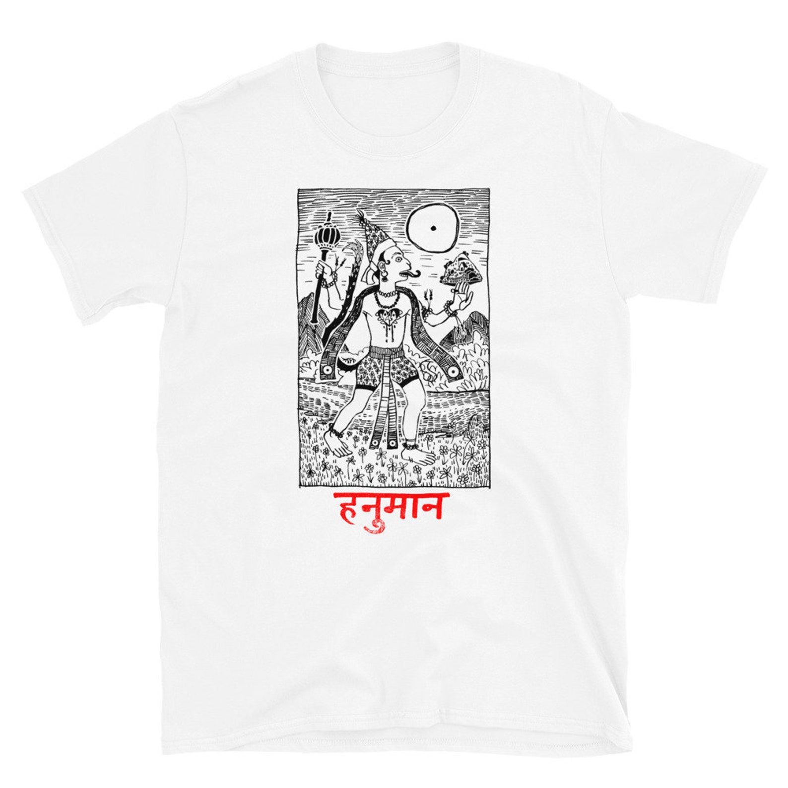 LORD HANUMAN TSHIRT - Unisex Short Sleeve Graphic Meditation Apparel ...
