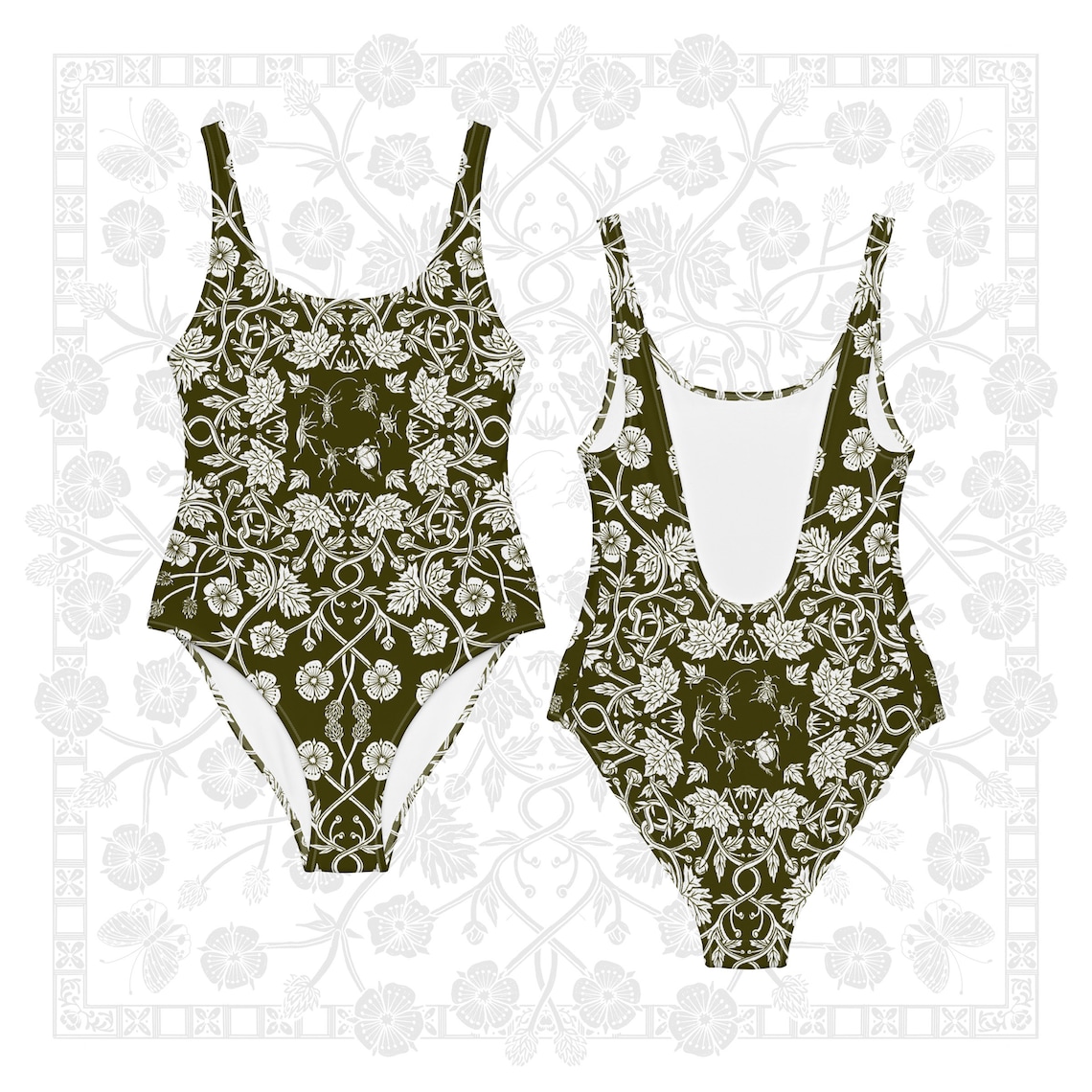 DANCING BUGS One Piece Swimsuit - Cottagecore Bathing Suit / Woodland ...