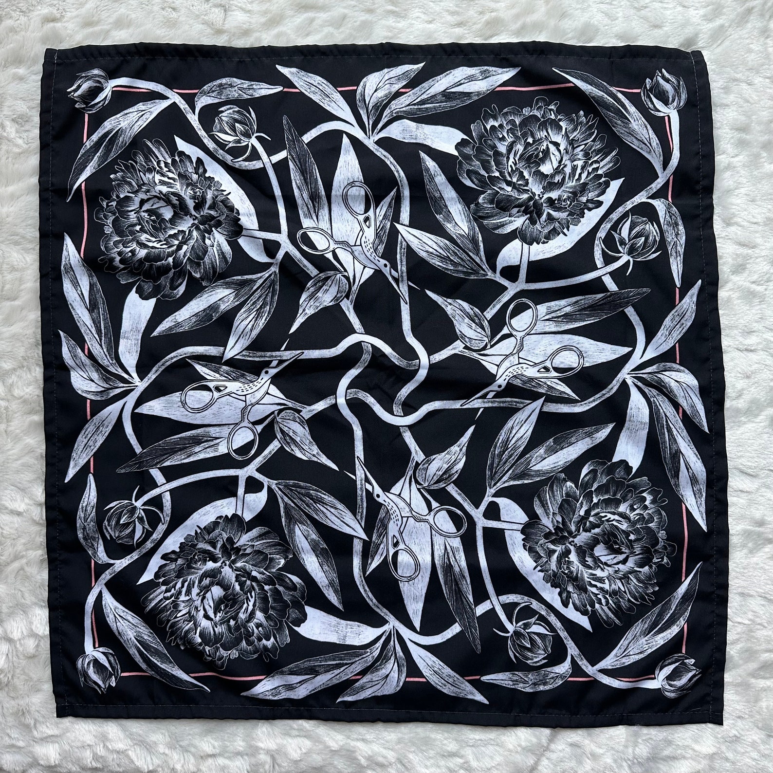 PEONY 21x21" Bandana - Boho Botanical Illustration / Floral Print ...