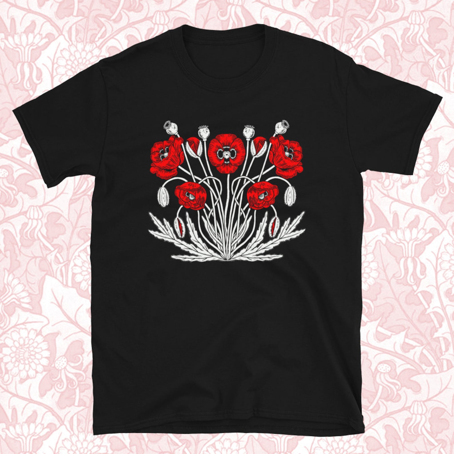 POPPY Tshirt - Poppies Botanical Line Art / Floral Top / Cottagecore ...