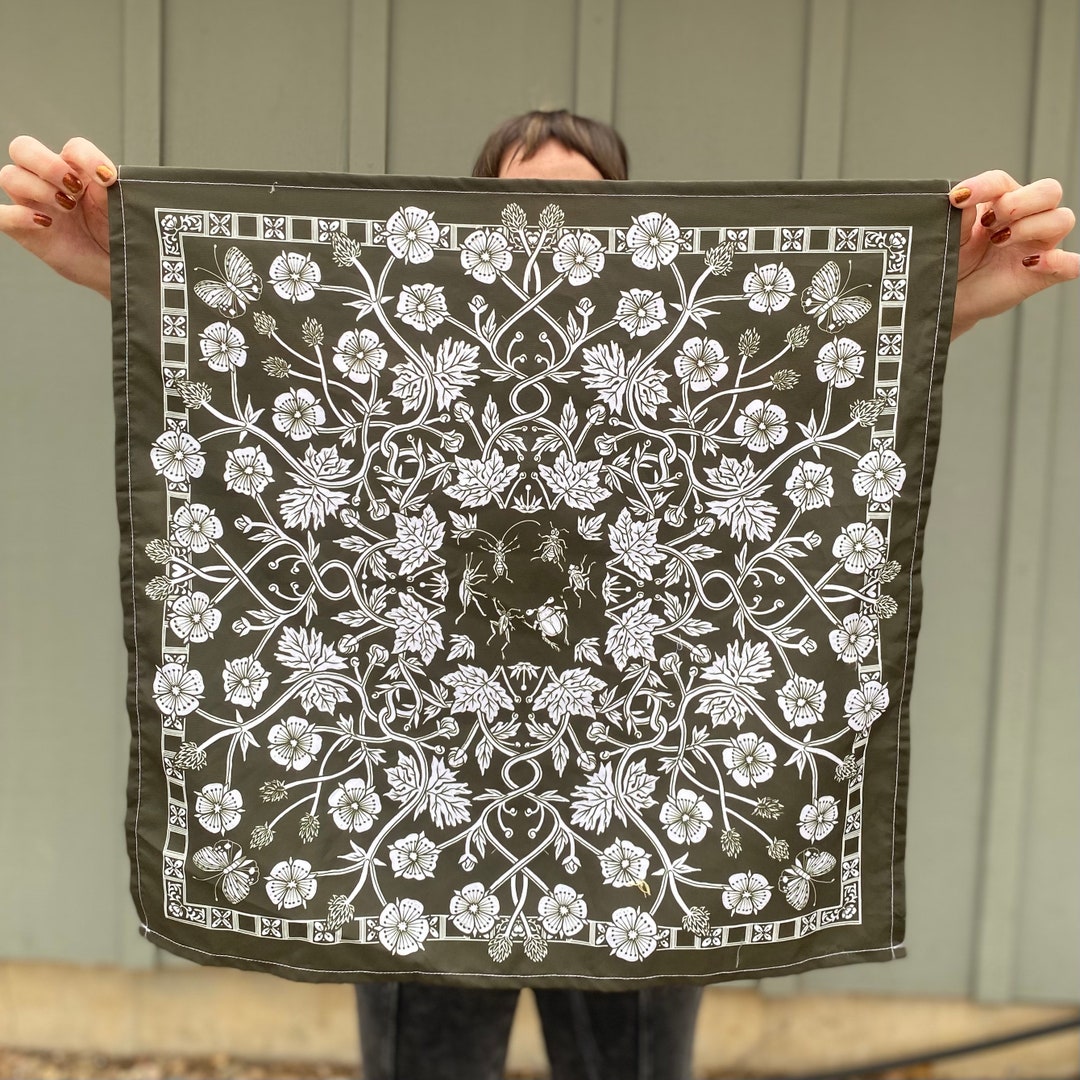 DANCING BUGS 21x21" Bandana - Cottagecore Kerchief / Woodland Fairy ...