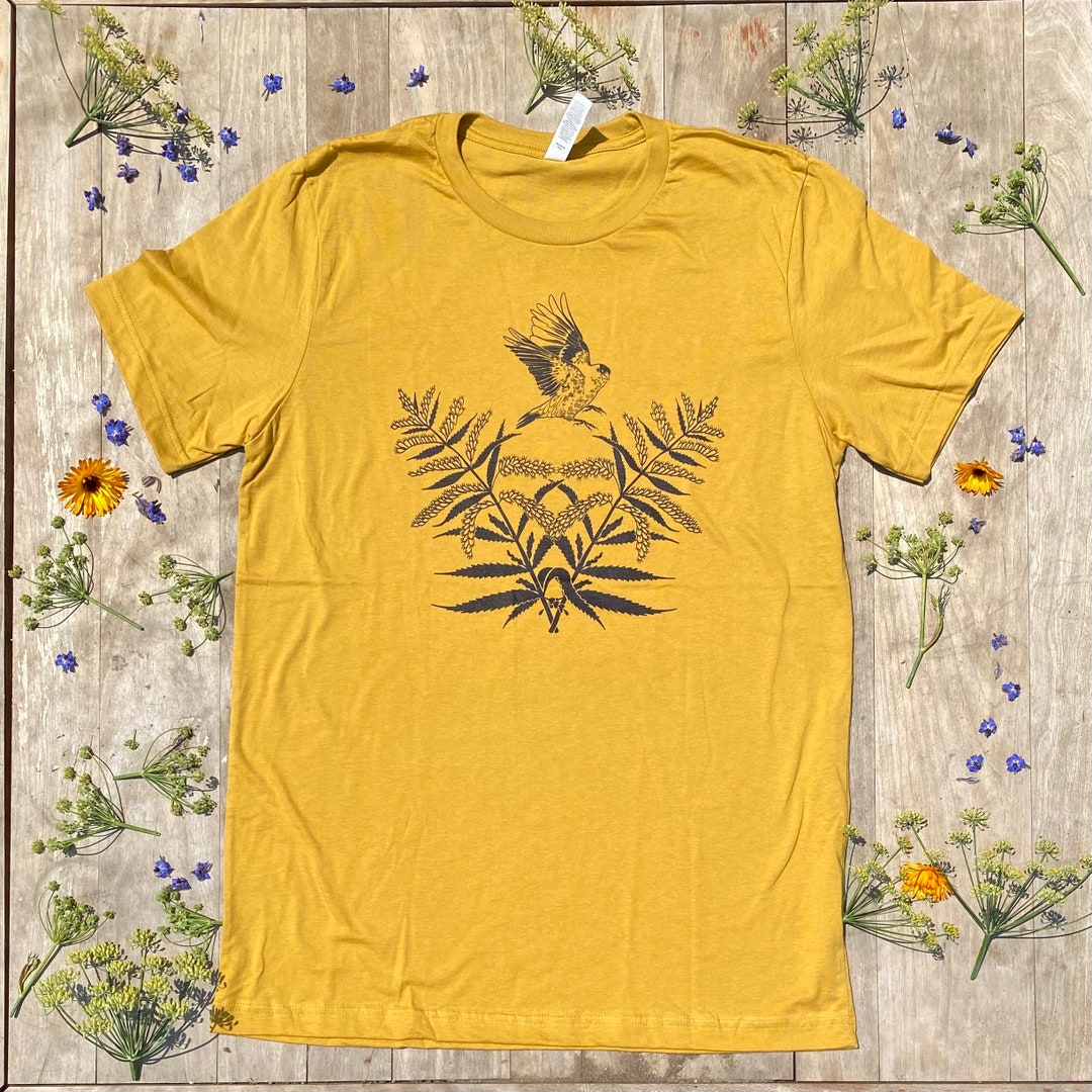 GOLDFINCH & GOLDENROD Tshirt - Floral Art / Bird Lover Gift / Nebraska ...