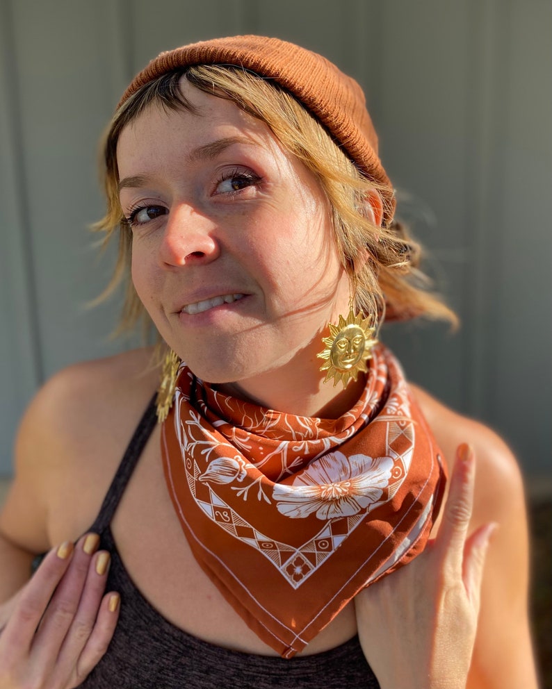 CALIFORNIA POPPY 21x21” Bandana - Wildflower Floral Scarf / Botanical ...