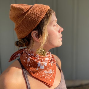 COLORADO WILDFLOWERS 21x21” Bandana - Rust Orange / State Lover Gift ...