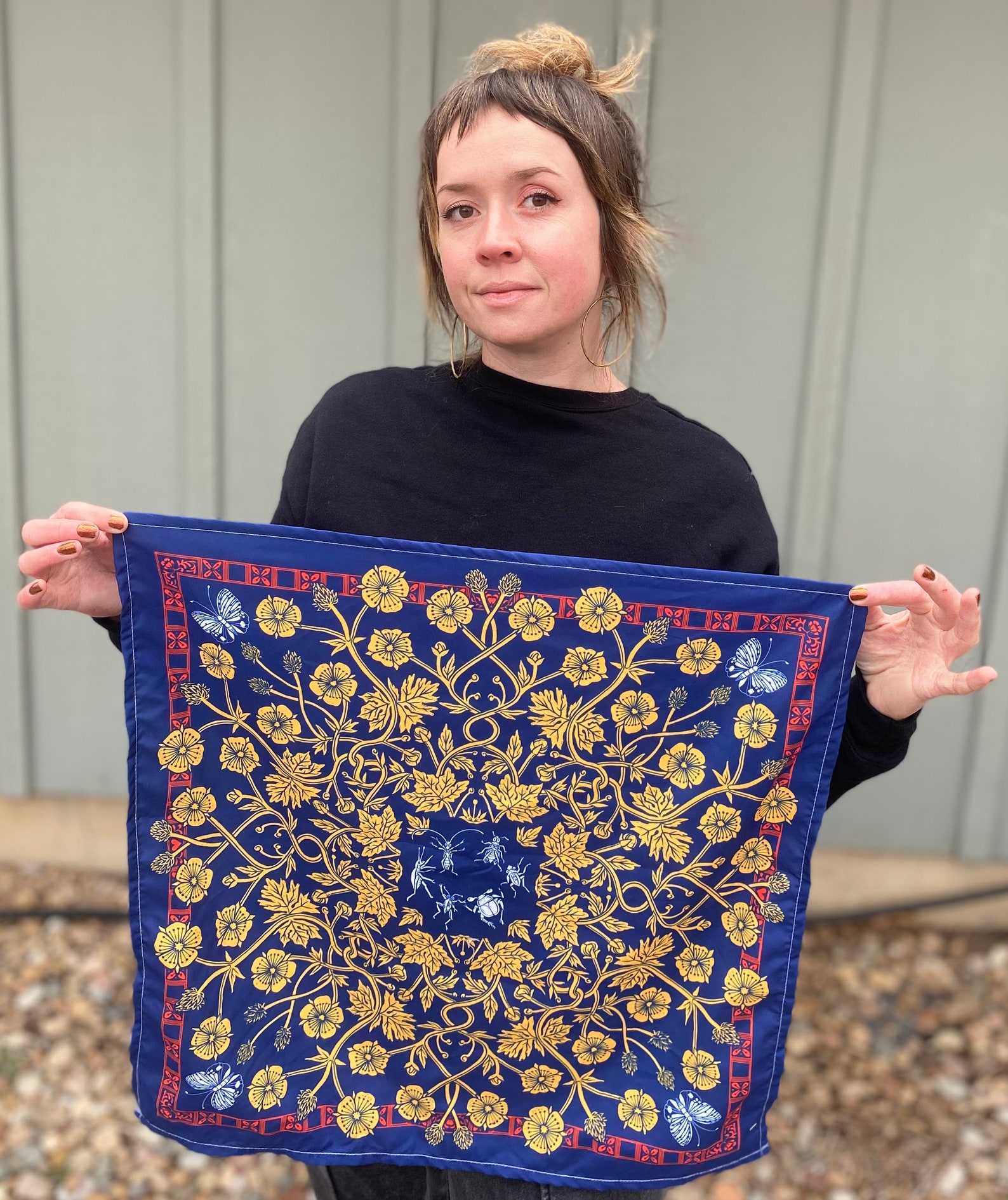 DANCING BUGS 21x21" Bandana - Cottagecore Kerchief / Woodland Fairy ...