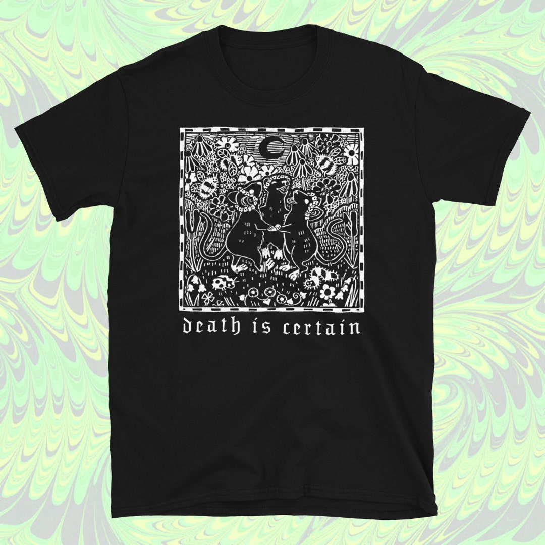 DEATH IS CERTAIN Tshirt - Unisex Short Sleeve Graphic Mice / Floral ...