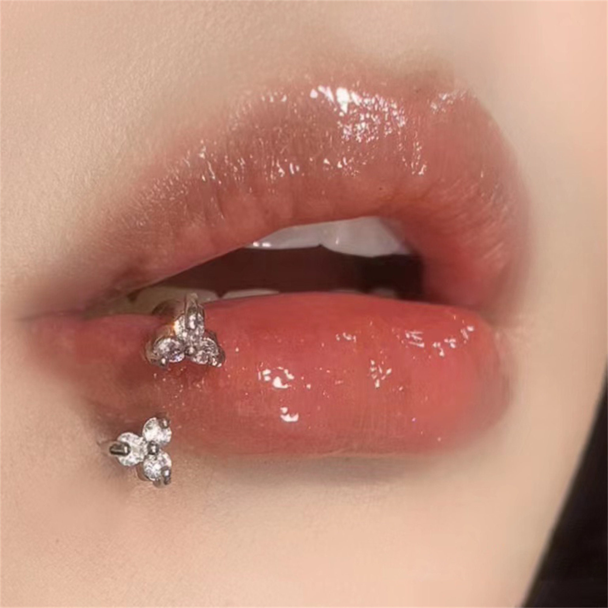 Petal Horseshoe Lip Ring Opal Lip Ring Crystal Lip Ring - Etsy