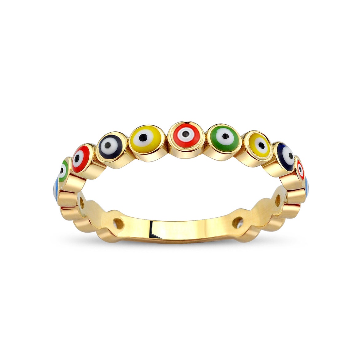 Evil Eye Gold Ring Enamel Evil Eye RingEternity Evil Eye | Etsy