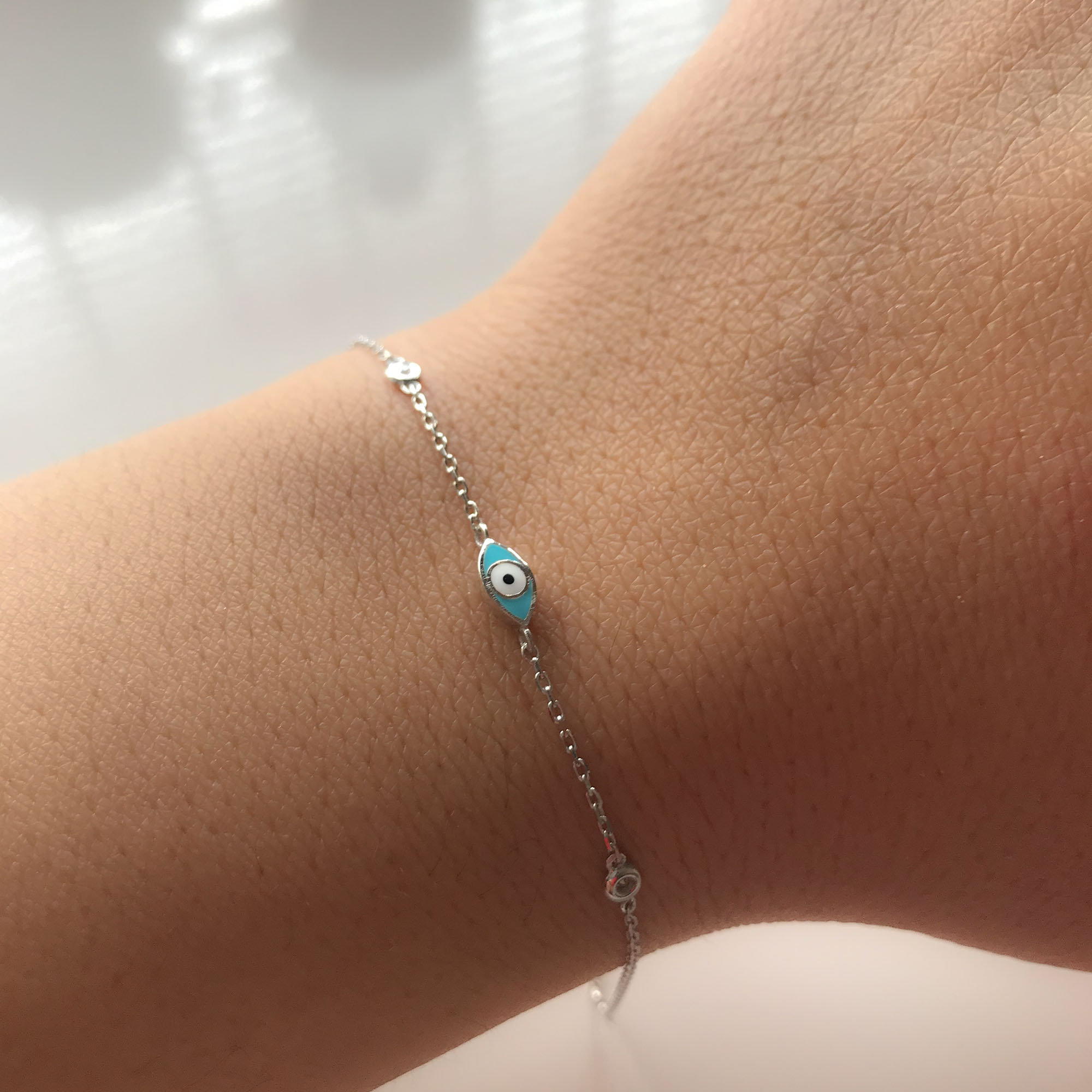 Evil Eye Diamond Bracelet in 14k Gold Evil Eye Charm Bracelet | Etsy