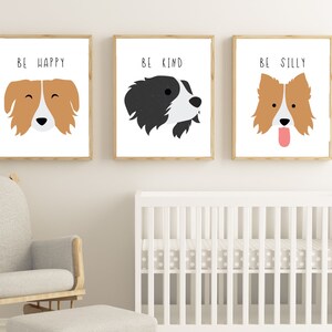 Dog Nursery Prints Set of 3 Puppy Animal Prints for Baby Room Wall Art ...