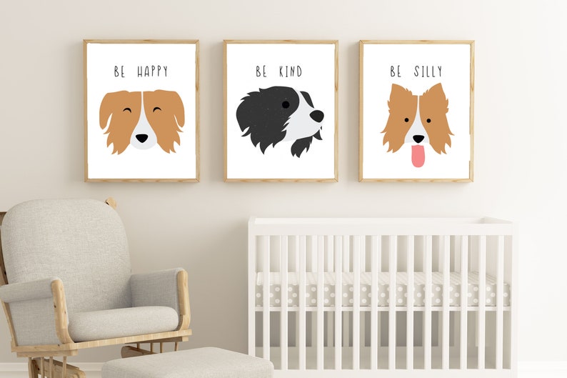 Dog Nursery Prints Set of 3 Puppy Animal Prints for Baby Room Wall Art ...