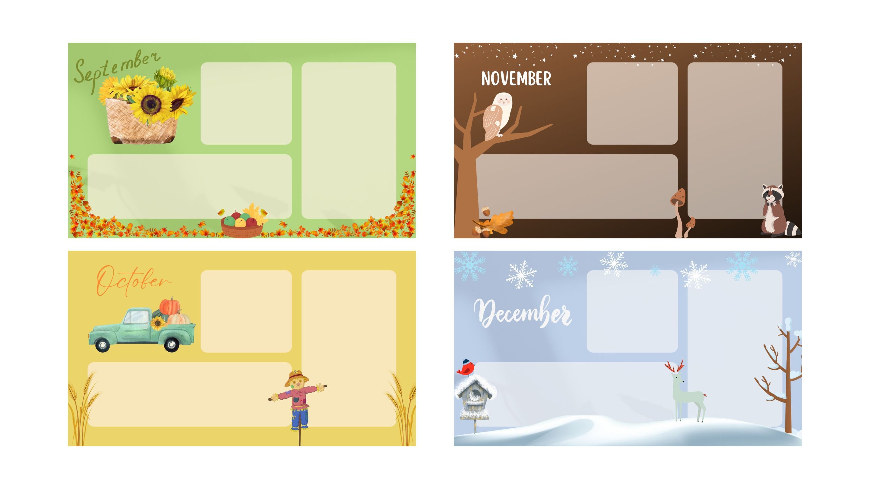 12 Seasonal Desktop Computer Background Organizer, Holiday Desktop ...