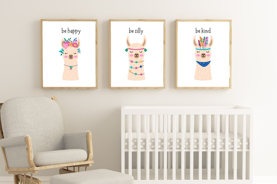 Colorful Llamas Prints Set of 3 Llama Prints for Any Room, Wall Art ...