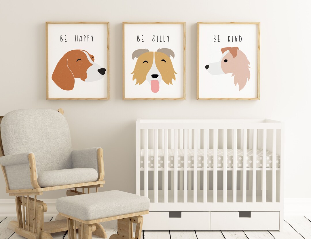 Puppy Dog Nursery Prints Set of 3 Dog Animal Prints for Baby Room Wall ...