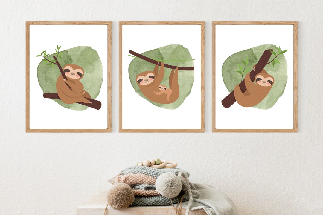 Silly Sloths Digital Wall Art, Animal Print, Kids Wall Art, Nursery ...