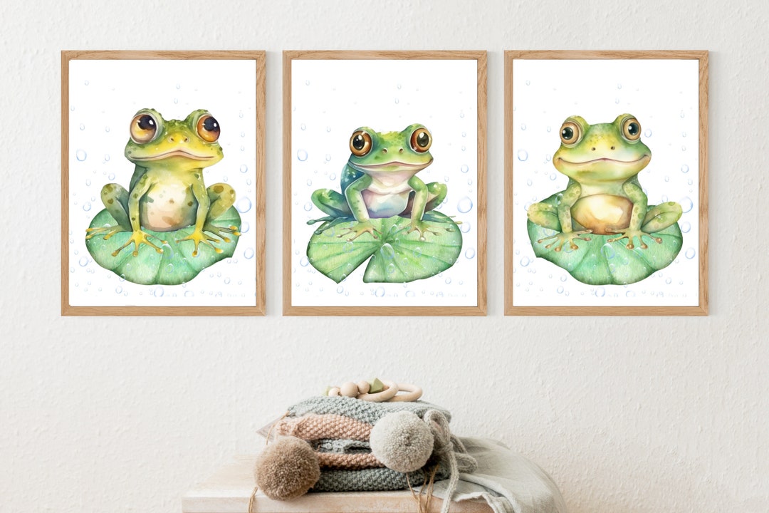 Watercolor Frog Prints, Set of Adorable Watercolor Frogs, Nature Pond ...