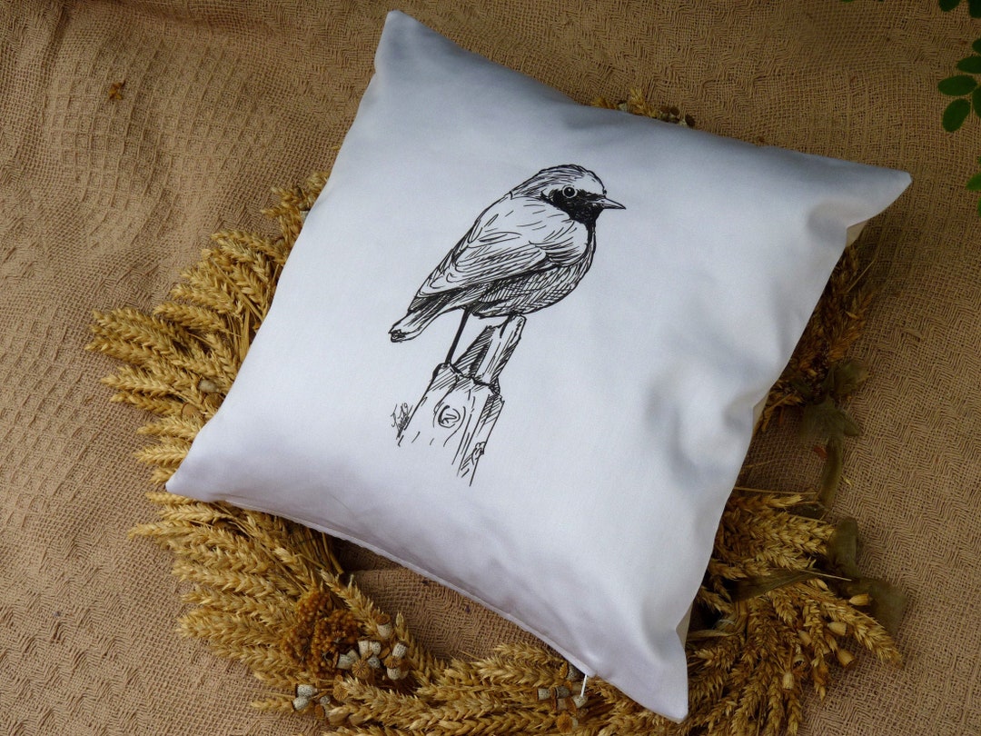 Design Pillowcase bird Pen Drawing, Original Illustration by Zdenek ...
