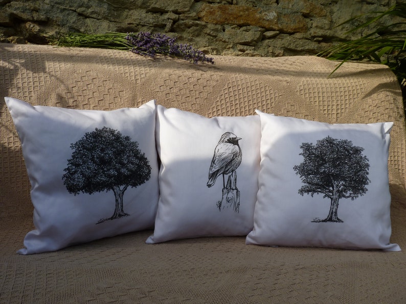 Design Pillowcase bird Pen Drawing, Original Illustration by Zdenek ...