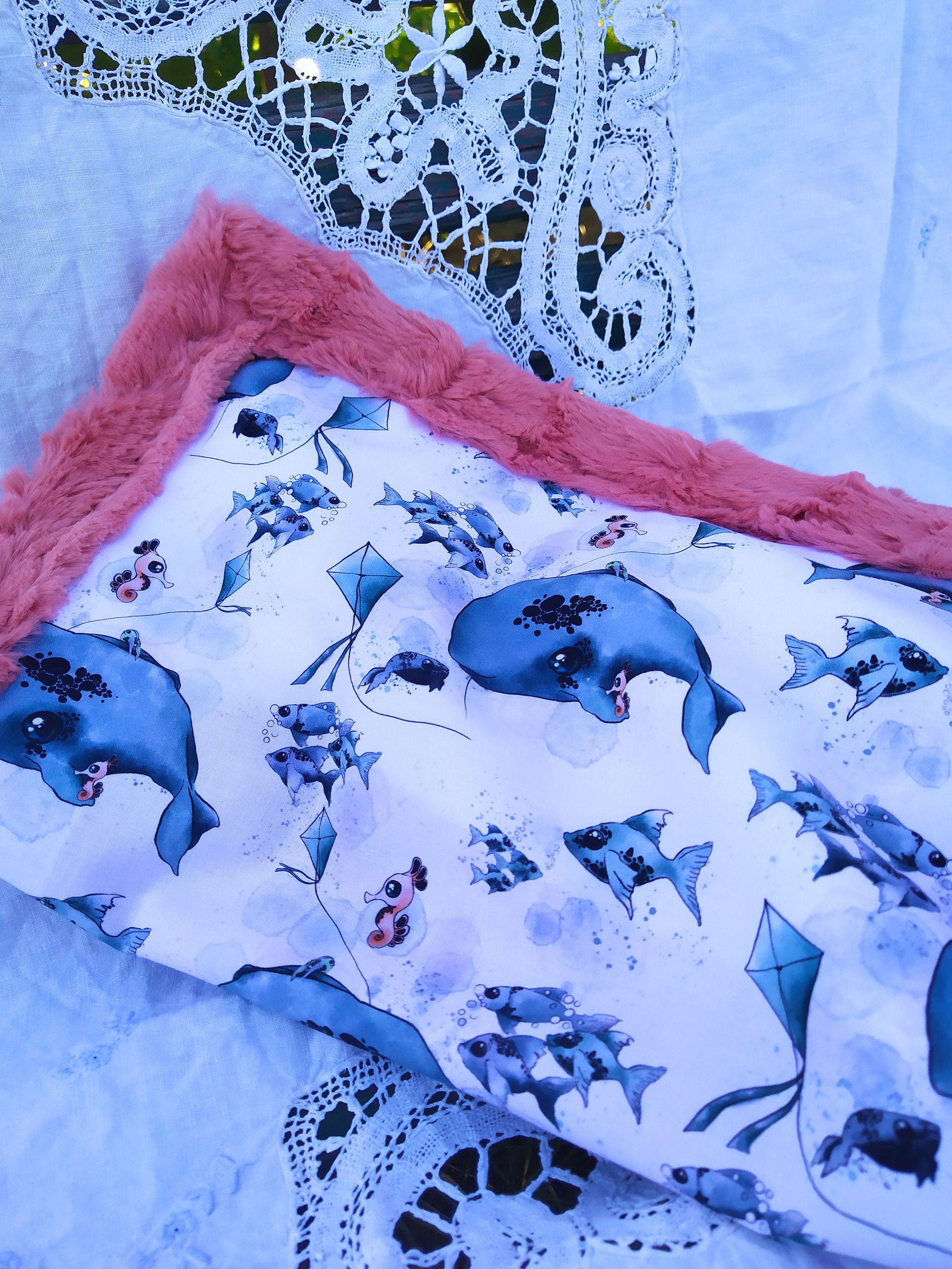Nautical Baby Blanket-whale Baby Blanket-minky Baby - Etsy