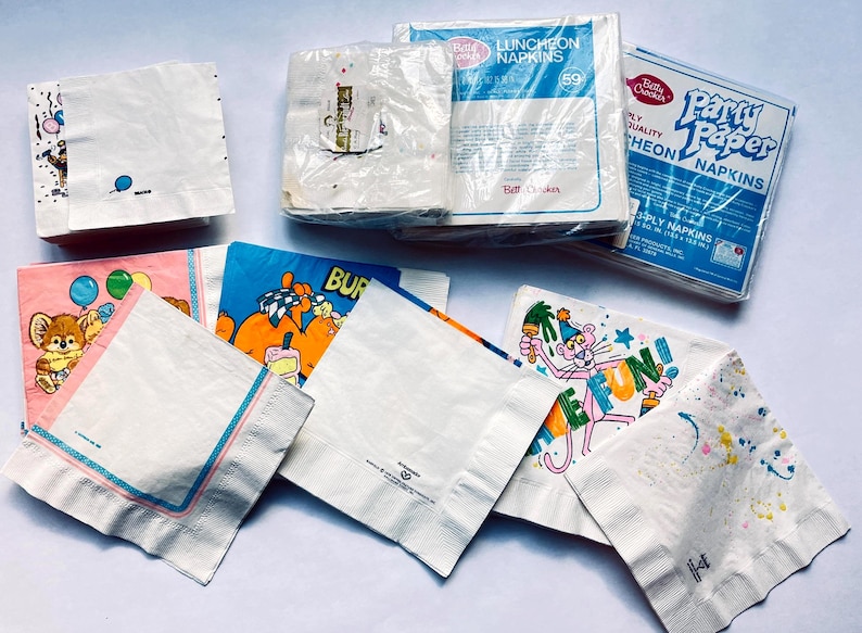 Vintage Character Birthday Party Napkins: Garfield, Sesame Street, Pink ...