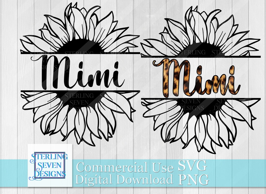 Mimi Svg, Mimi PNG, Sunflower Svg, Split Sunflower Svg, Leopard Mimi ...