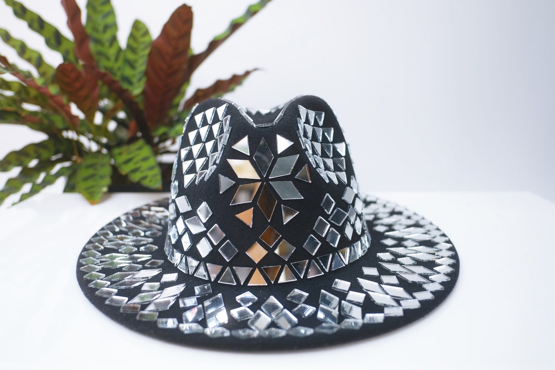 SINATRA Disco Festival Hat Mosaic Mirrored Flat Brim Hat Burning Man ...