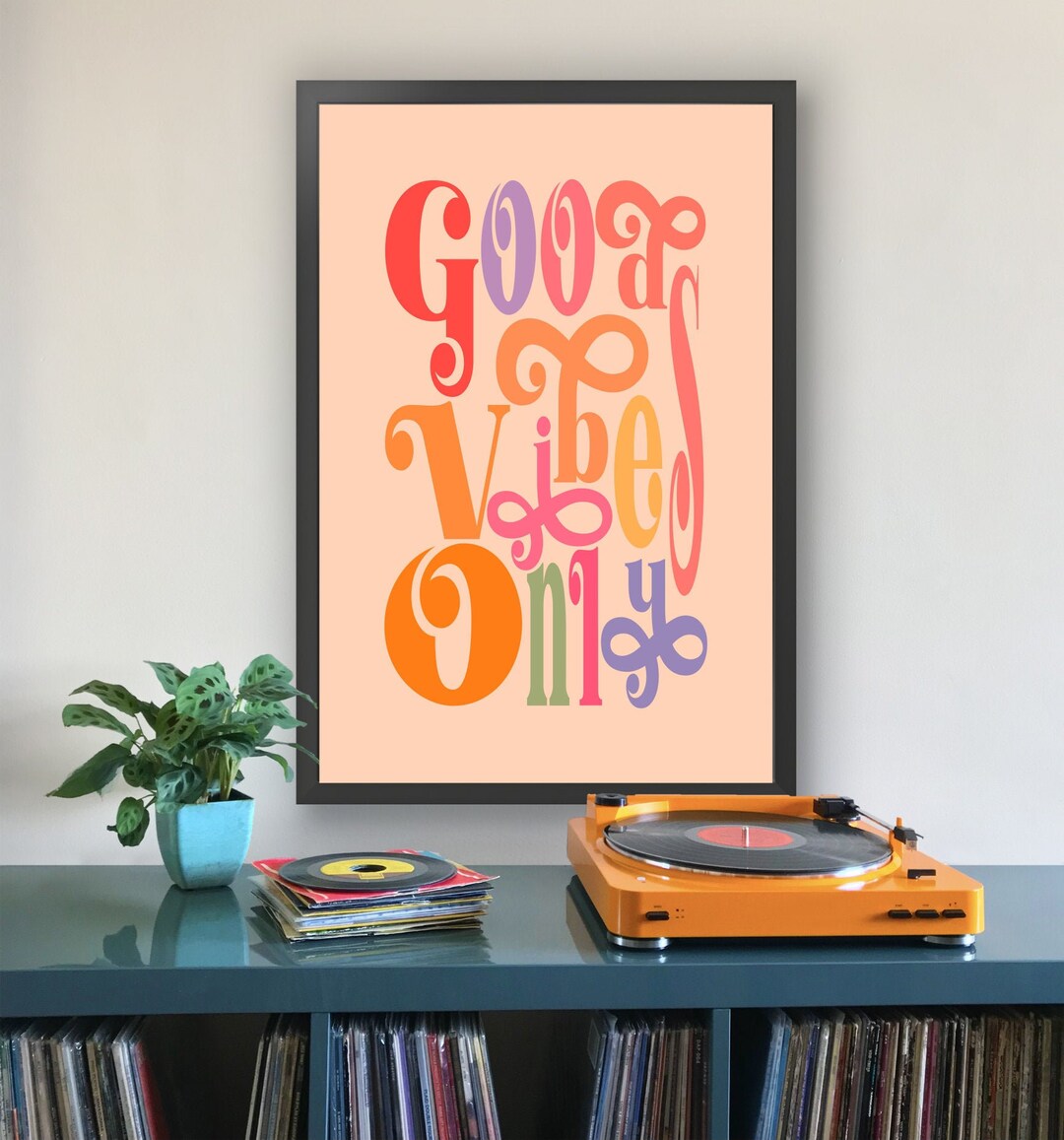 Retro Art Printable | Good Vibes Only - Etsy