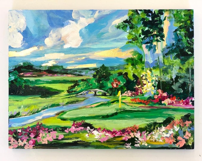 Augusta Azaleas Art Print: Gold Leaf Embellished Golf Course - Etsy