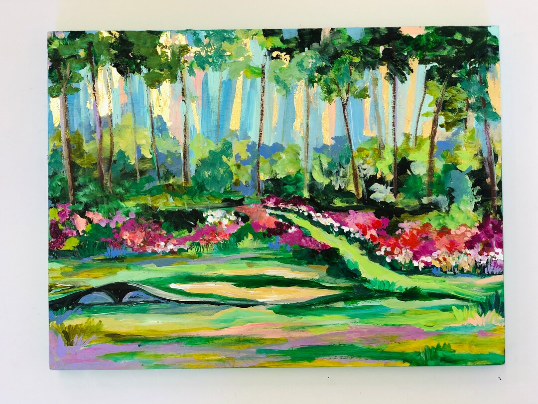 Azaleas on Augusta 2 Embellished Art Print, Gold Leaf, Masters, Masters ...