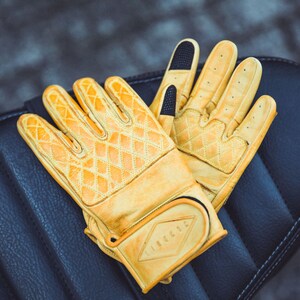 Yellow Kiwi Leather Motorcycle Gloves, Cowhide Leather Biker Glove - Etsy