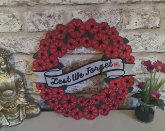 Lest We Forget Remembrance Wreath Sign Poppy Day Sign Round - Etsy UK